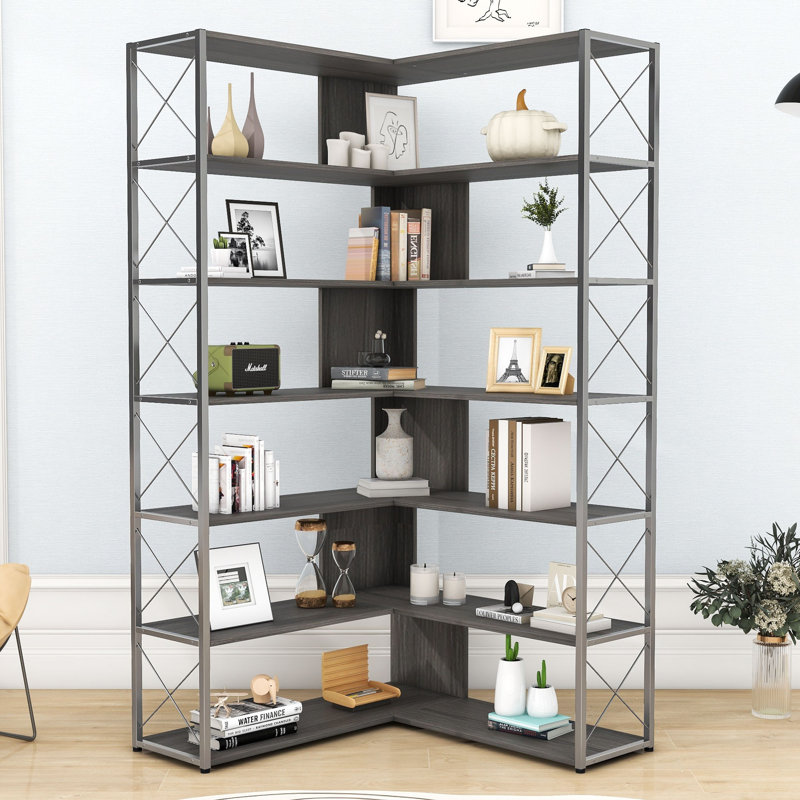 Silver corner bookshelf store